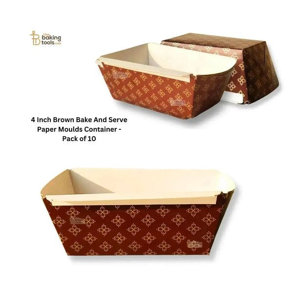 4 Inch Brown Bake And Serve Paper Moulds Container - Pack of 10