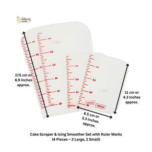 Cake Scraper & Icing Smoother Set with Ruler Marks (4 Pcs)
