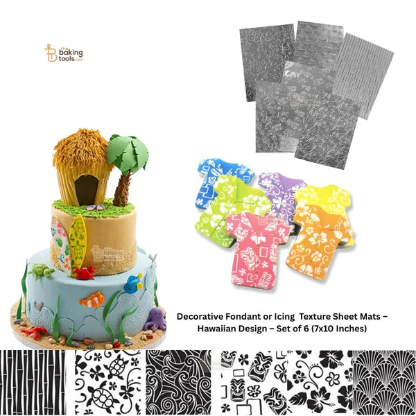 Decorative Fondant or Icing Texture Sheet Mats – Hawaiian Design – Set ...