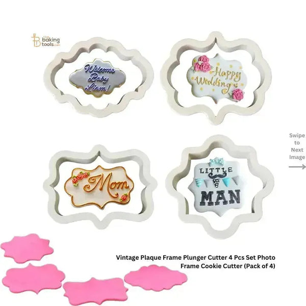 Vintage Plaque Frame Plunger Cutter 4 Pcs Set Photo Frame Cookie Cutte
