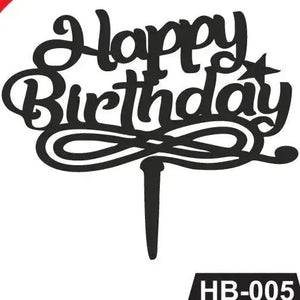Happy Birthday With Infinity Symbol Acrylic Cake Topper Tag HB-005