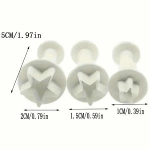 Star Plunger Cutter – 3 Pcs Fondant Cake Tool Set