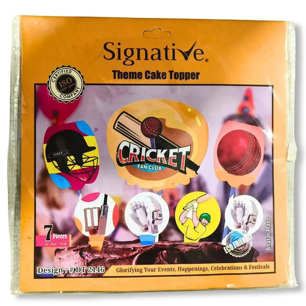 Theme Cake Topper Cricket - (Set of 7)