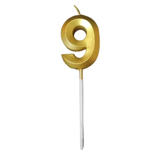 Golden Number 9 Candle for Birthday Cakes – Elegant Design