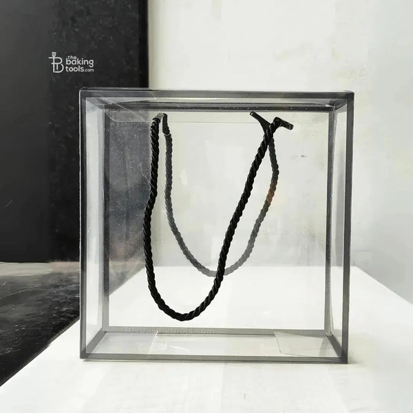 Medium Black Border PVC Clear Transparent Plastic Hamper Gift Bag With