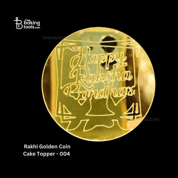 Rakhi Golden Acryllic Coin Cake Topper - 004